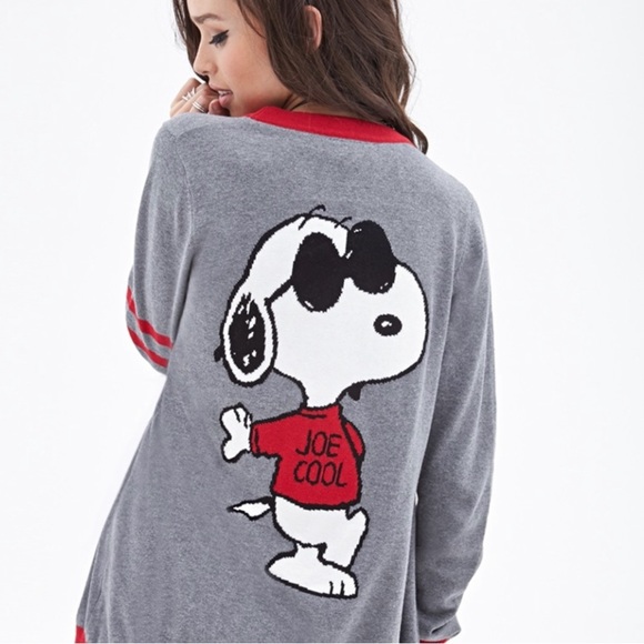 Peanuts | Sweaters | Peanuts Snoopy Joe Cool Varsity Cardigan Sweater ...